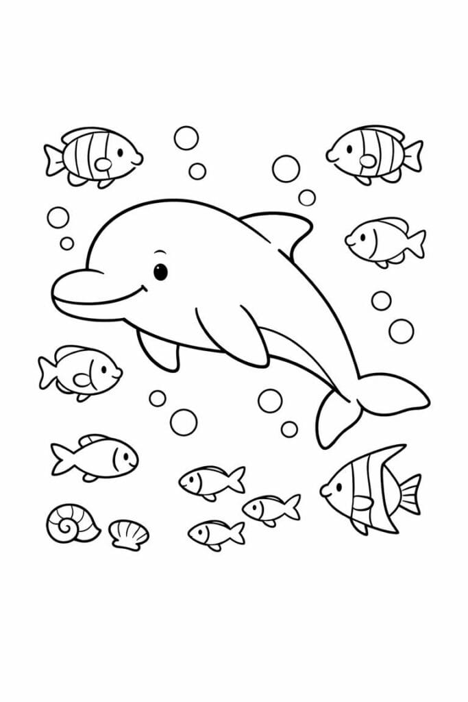Tegninger af Fisk til print & farvelægning » DoodleDrop