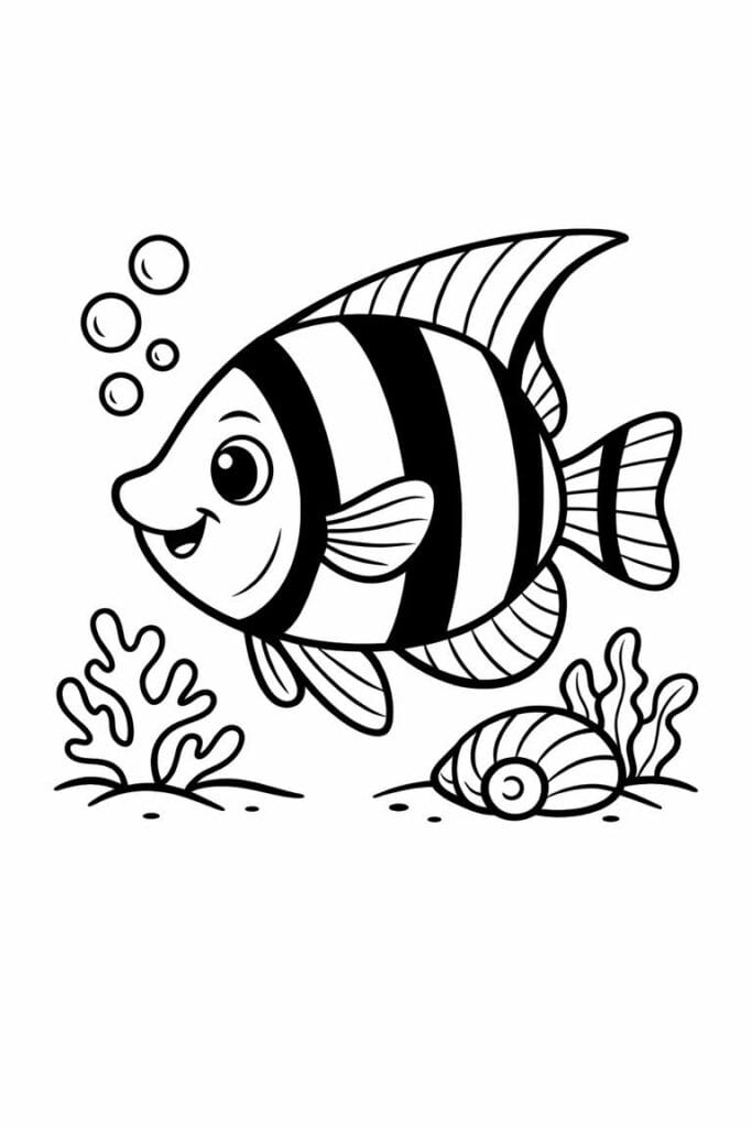 Tegninger af Fisk til print & farvelægning » DoodleDrop