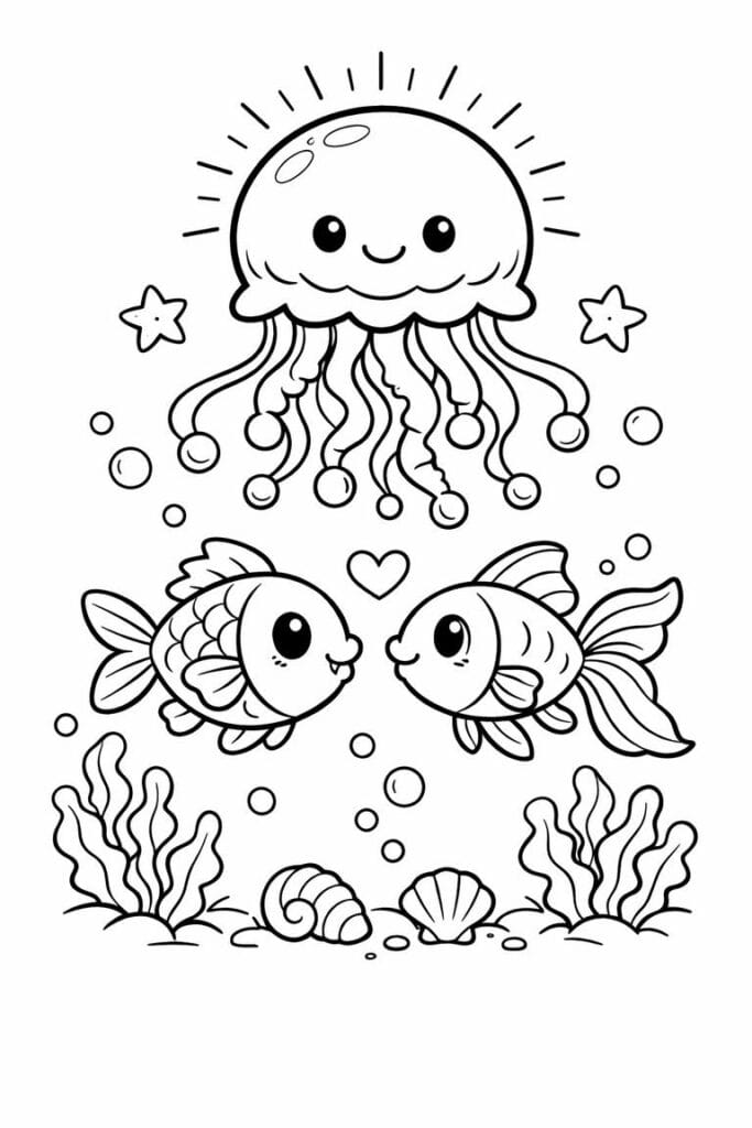 Tegninger af Fisk til print & farvelægning » DoodleDrop