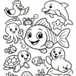 Tegninger af Fisk til print & farvelægning » DoodleDrop